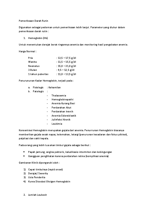 (DOC) Pemeriksaan Darah Rutin Digunakan