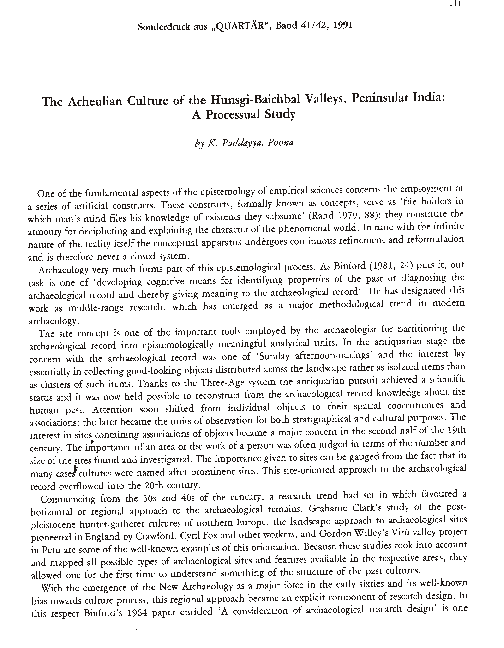 (PDF) The Acheulian Culture of Hunsgi-baichbal Valleys, Pennisular ...