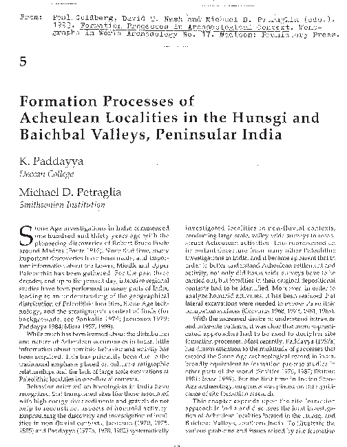 (PDF) Formation Processes of Aeheulean Localities in the Hunsgi and ...