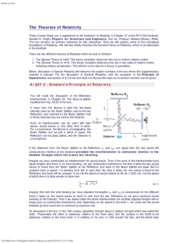 (PDF) Relativity Notes file