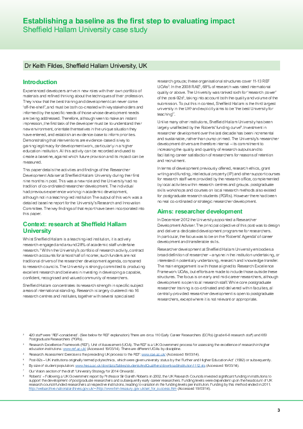 (PDF) Establishing a Baseline as the First Step to Evaluating Impact