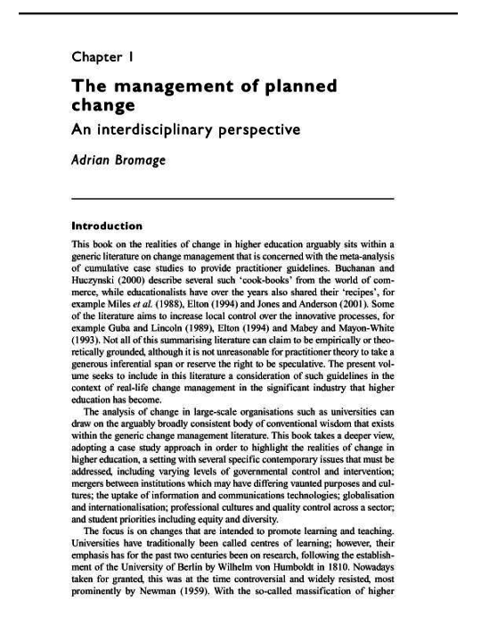 The management of planned change: an interdisciplinary perspective
