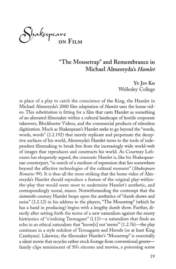 (PDF) The Mousetrap and Remembrance in Michael Almereyda's Hamlet