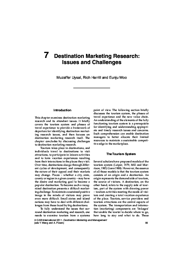 (PDF) Destination marketing research: issues and challenges