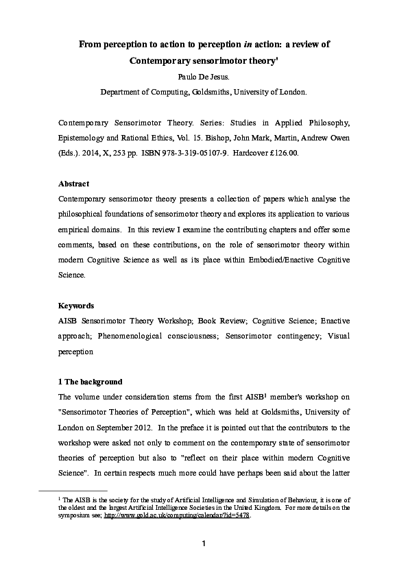 Pdf From Perception To Action To Perception In Action A Review Of