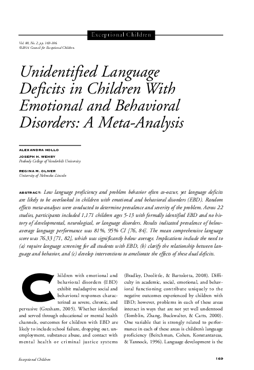 (PDF) Unidentified language deficits in children with emotional and ...