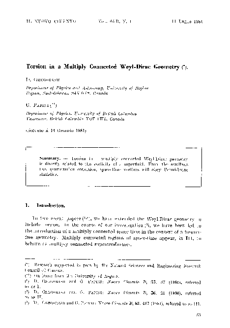 (PDF) Torsion in a Multiply Connected Weyl-Dirac Geometry