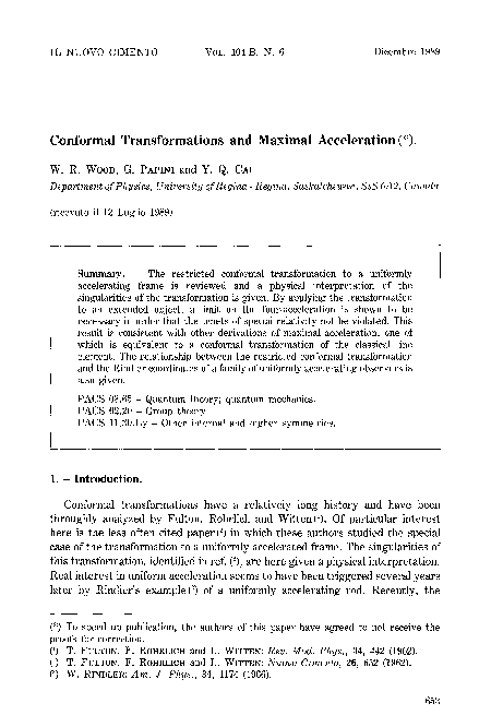 (PDF) Conformal transformations and maximal acceleration
