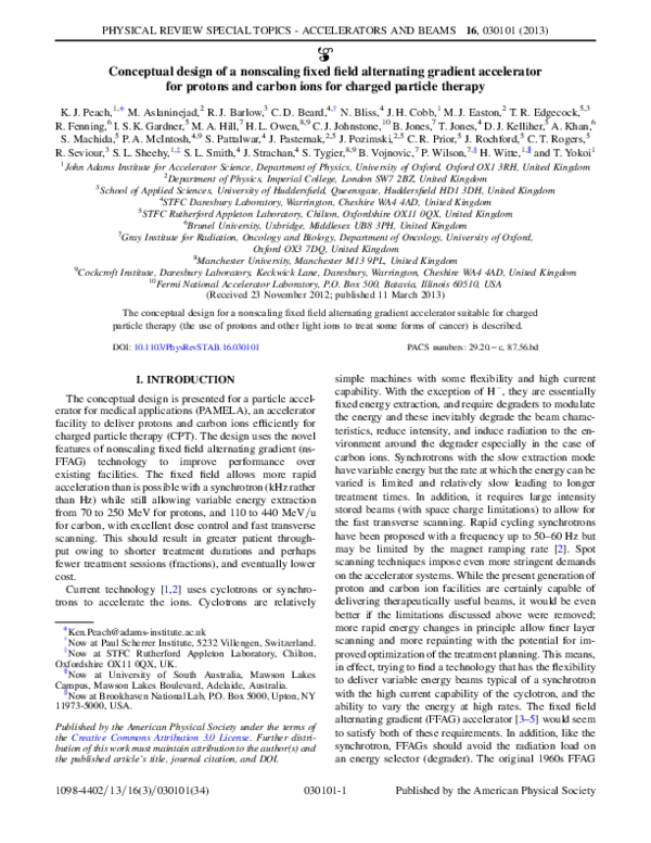 Pdf Conceptual Design Of A Nonscaling Fixed Field Alternating