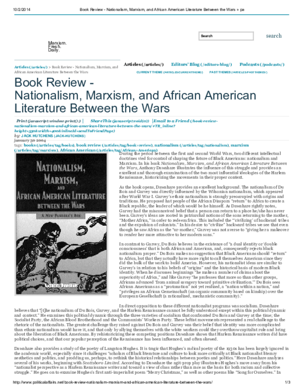(PDF) Nationalism, Marxism, and African American Literature Between the ...