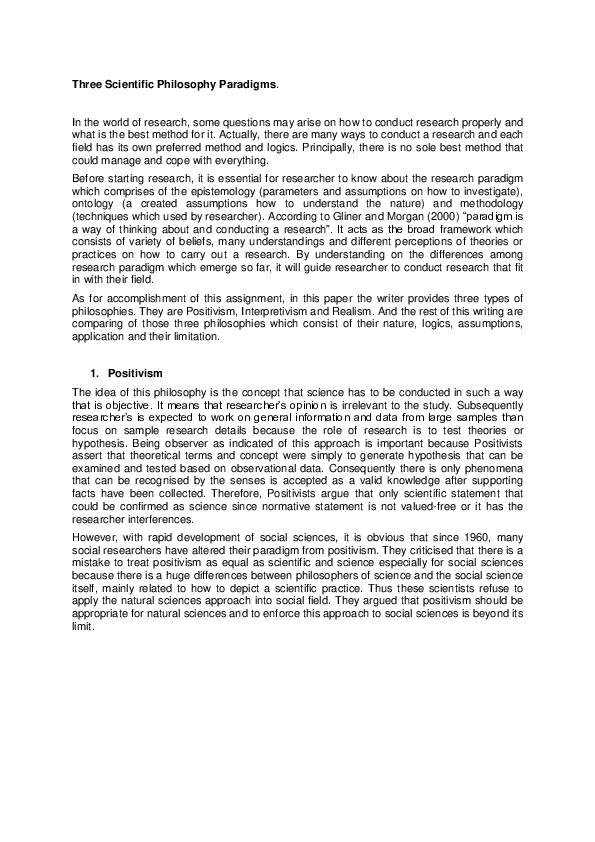 (PDF) Three Scientific Philosophy Paradigms