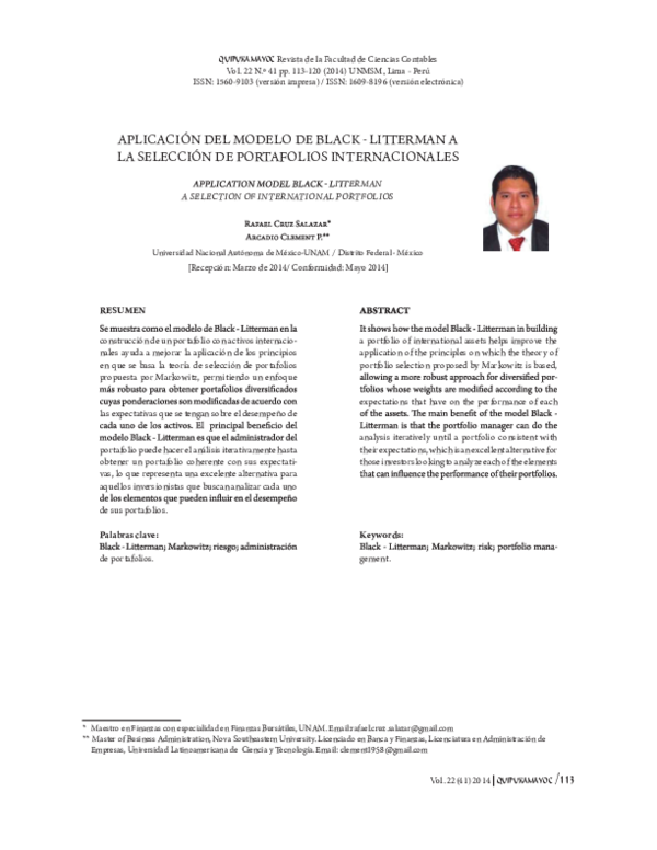 (PDF) Application model Black - Litterman a selection of international ...