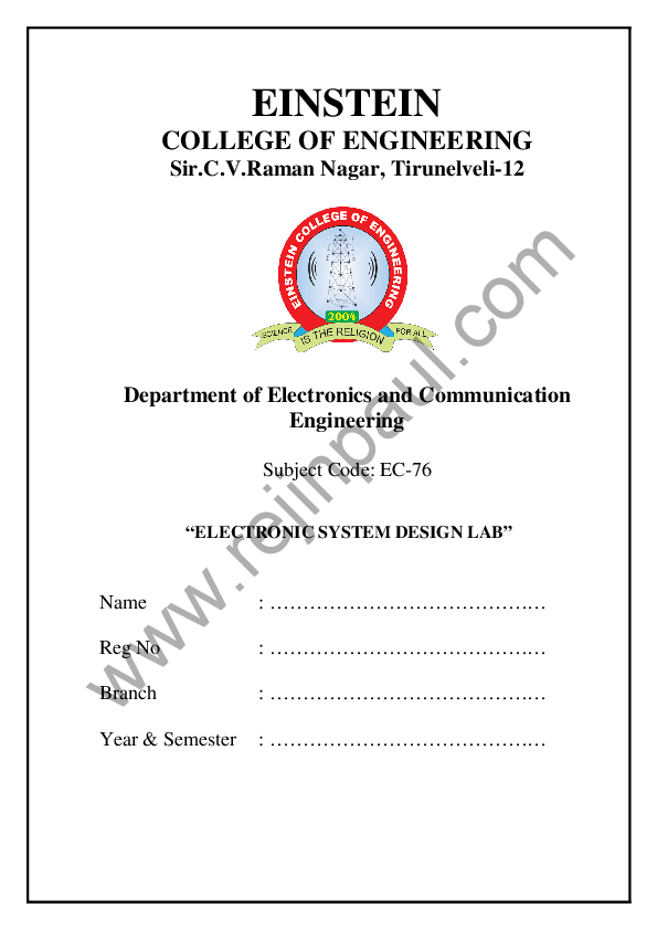 (PDF) EINSTEIN COLLEGE OF ENGINEERING