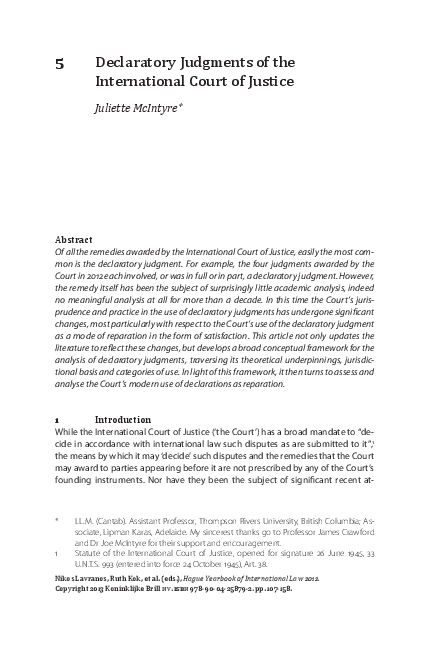 (PDF) Declaratory Judgments of the International Court of Justice ...