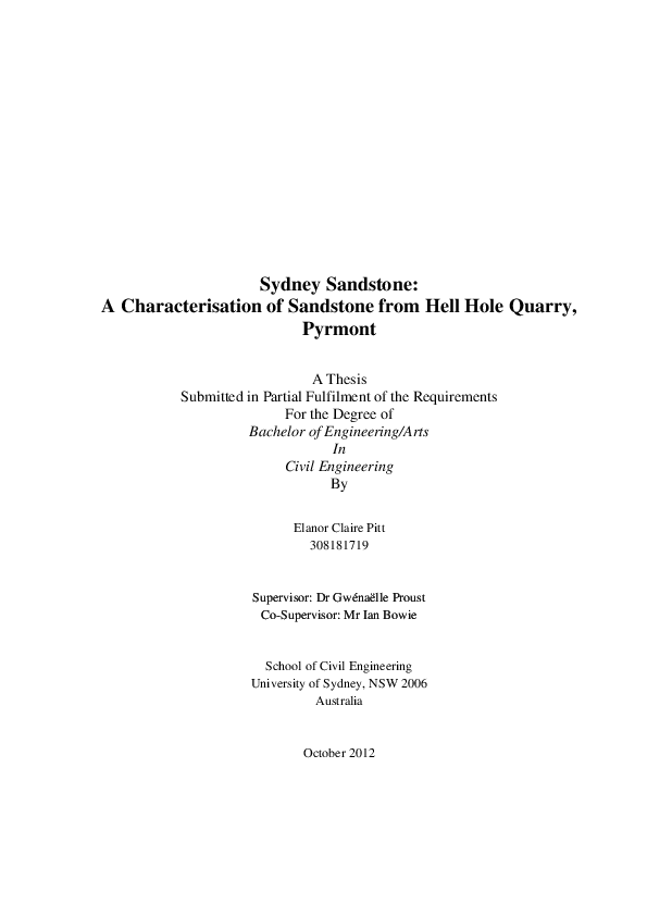 (PDF) Sydney Sandstone: A Characterisation of Sandstone from Hell Hole ...