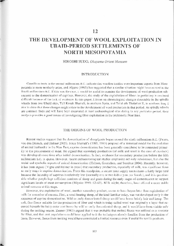 (PDF) The development of wool exploitation in Ubaid-period settlements ...