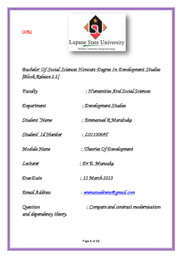 (PDF) 2 2 Modernisation and dependency are theories Assignment final ...