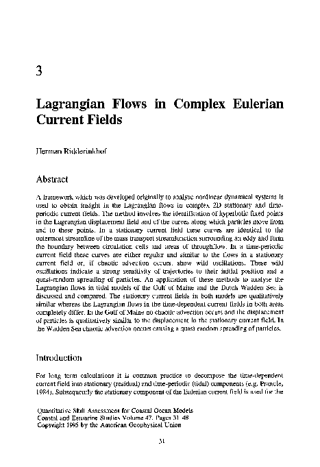 (PDF) Lagrangian Flows in Complex Eulerian Current Fields