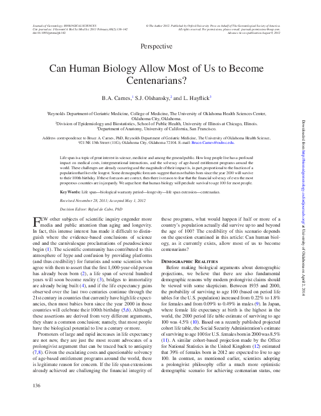 (PDF) If Humans Were Built to Last | Bruce Carnes - Academia.edu