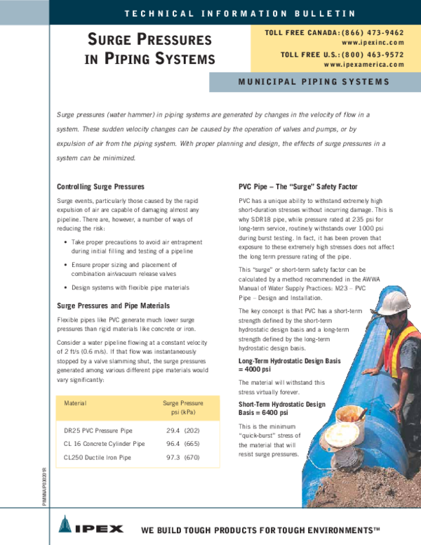 (PDF) Surge Pressures in Piping Systems