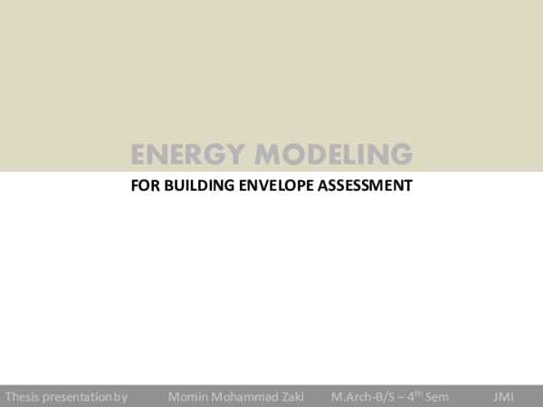 (PDF) Energy modeling for Building Envelope Assessment