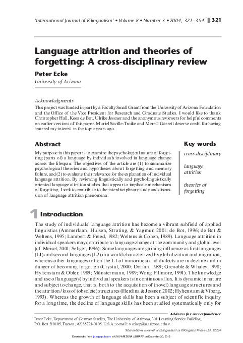 (PDF) Language attrition and theories of forgetting: A cross ...