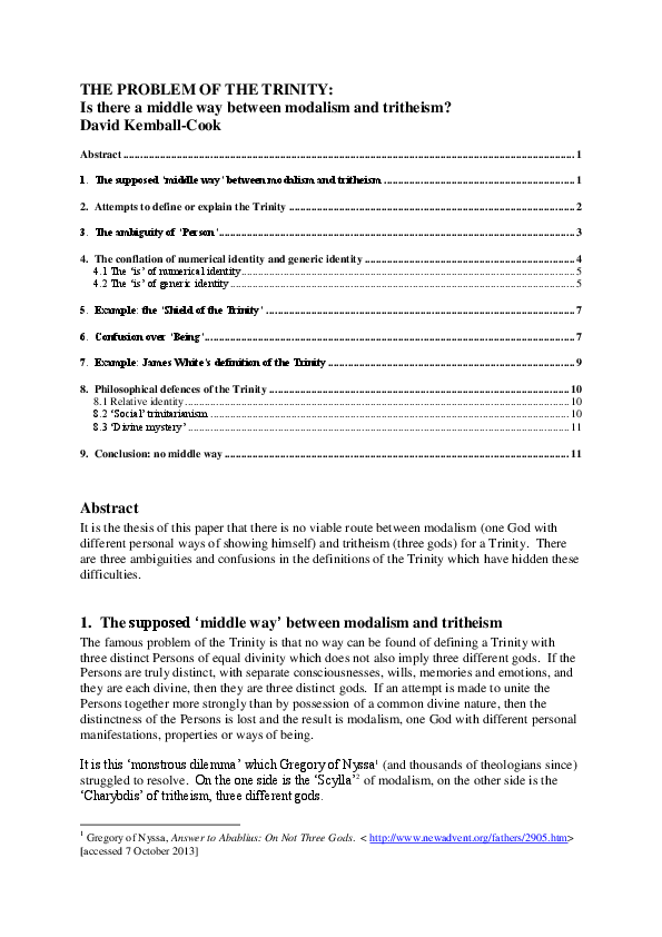 (DOC) The Problem of the Trinity