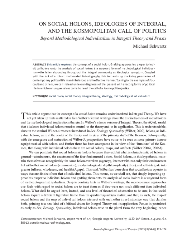 (PDF) On Social Holons, Ideologies of Integral, and the Kosmopolitan ...