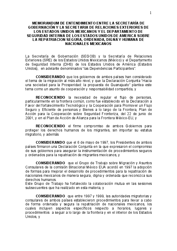 (PDF) MEMORANDUM DE ENTENDIMIENTO ENTRE LA SECRETARÍA DE GOBERNACIÓN Y ...