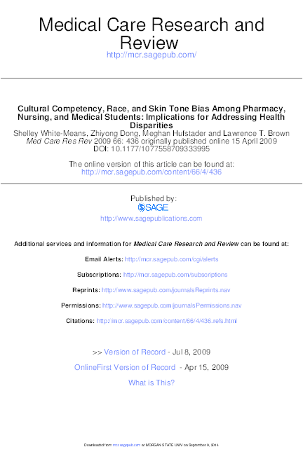 (PDF) Cultural Competency, Race, and Skin Tone Bias Among Pharmacy ...