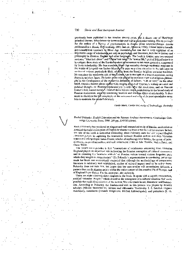 (PDF) Rachel Polonsky's English Literature and Russian Aesthetic ...