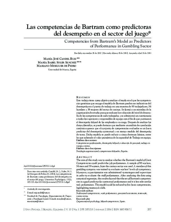 (PDF) Las competencias de Bartram como predictoras del desempeño en el ...