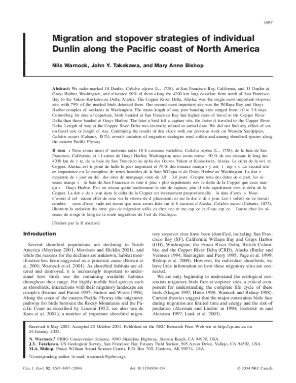 (PDF) Migration and stopover strategies of individual Dunlin along the ...