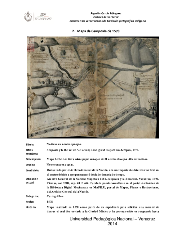 (PDF) 4. MAPA DE CEMPOALA DE 1578. Proyecto: Códices de Veracruz ...