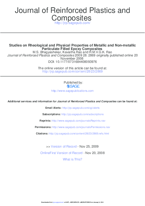 (PDF) Studies on Rheological and Physical Properties of Metallic and ...