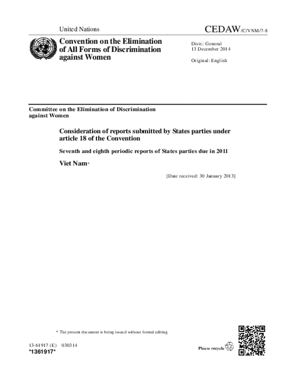 (DOC) Vietnam CEDAW state's report