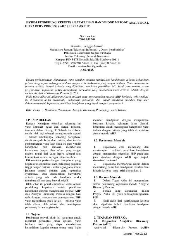 (PDF) SISTEM PENDUKUNG KEPUTUSAN PEMILIHAN HANDPHONE METODE ANALYTICAL ...