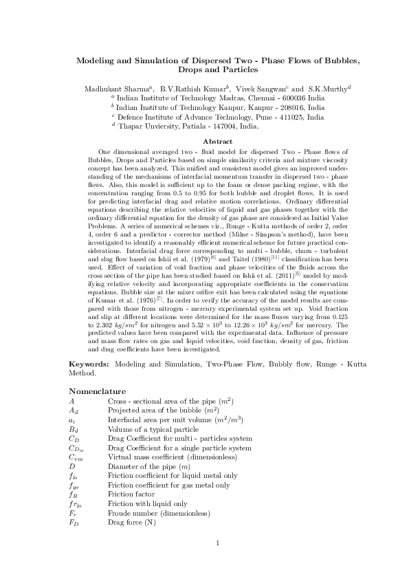Pdf Modeling And Simulation Of Dispersed Two Phase Flows Of Bubbles Drops And Particles