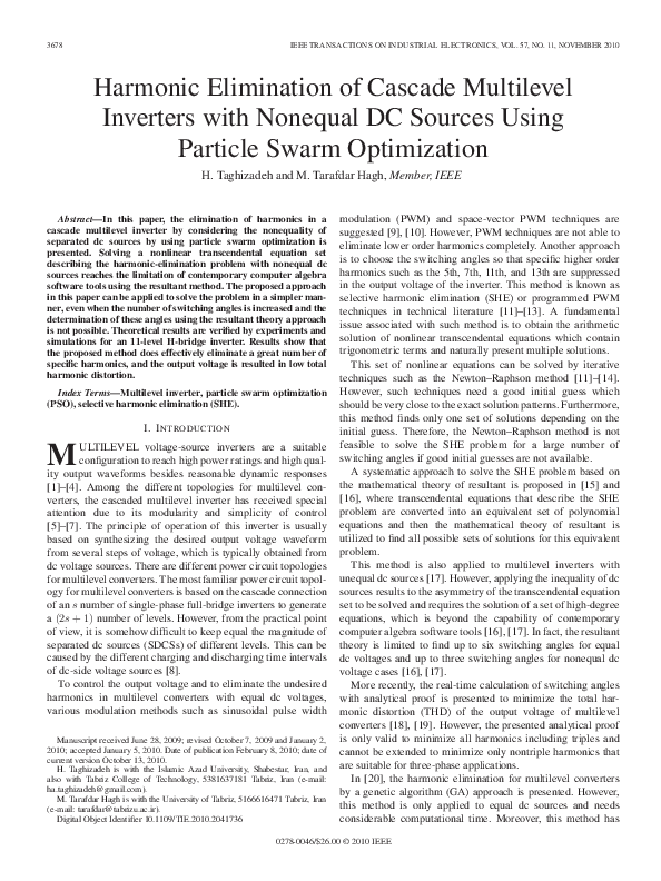 (PDF) Harmonic Elimination of Cascade Multilevel Inverters with Nonequal DC Sources Using ...