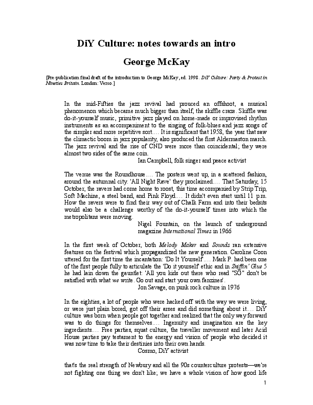 (PDF) DiY Culture: notes towards an intro