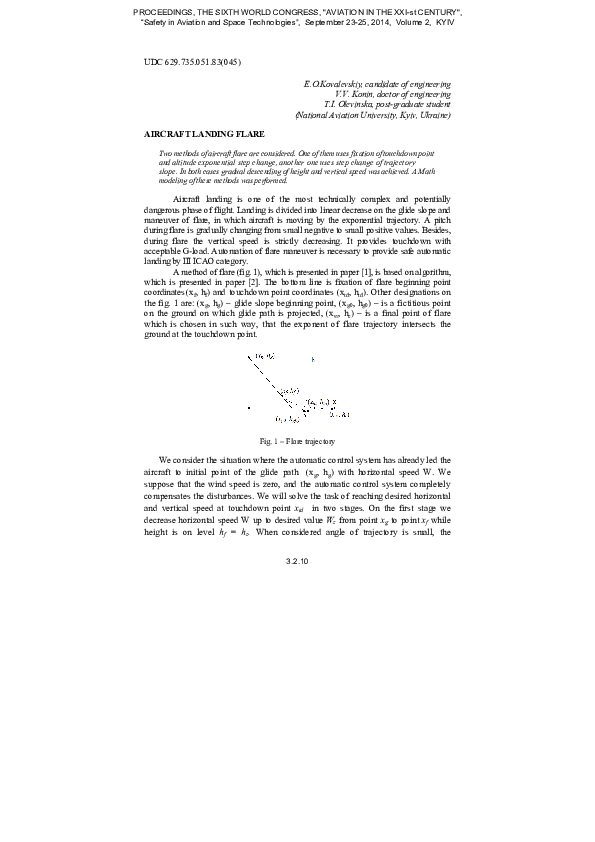 (PDF) AIRCRAFT LANDING FLARE