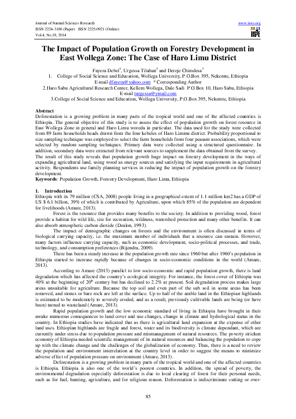 (PDF) The Impact of Population Growth on Forestry Development in East ...