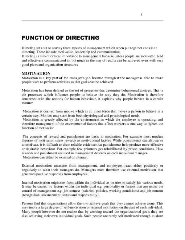 (DOC) FUNCTION OF DIRECTING