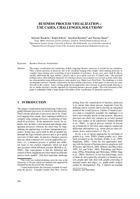 (PDF) Business Process Visualization - Use Cases, Challenges, Solutions