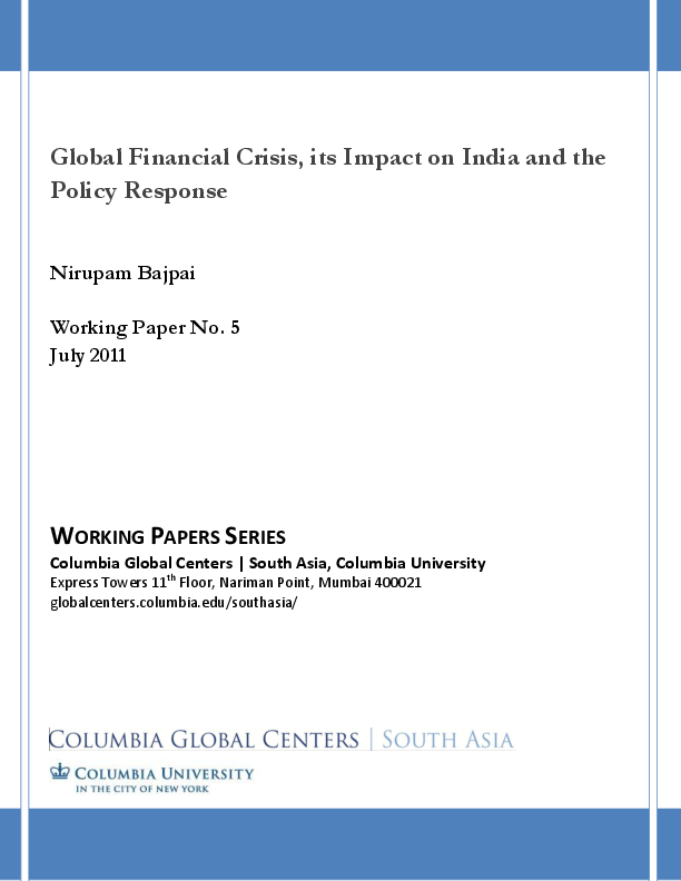 (PDF) Global Financial Crisis, its Impact on India and the Policy ...