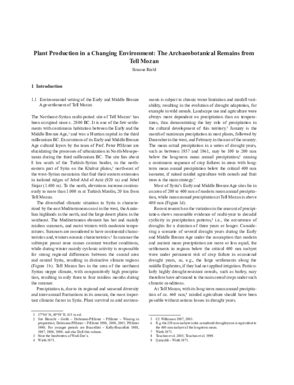(PDF) Plant production in a changing environment – The archaeobotanical ...