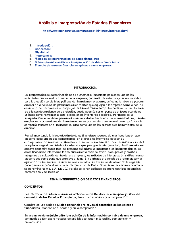 (DOC) Análisis e Interpretación de Estados Financieros