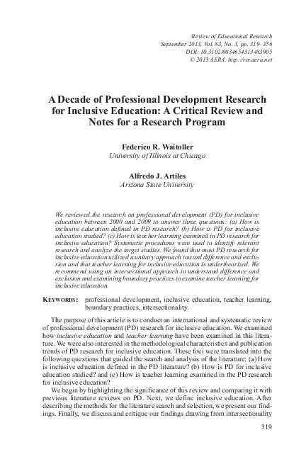 (PDF) A decade of professional development research in inclusive ...