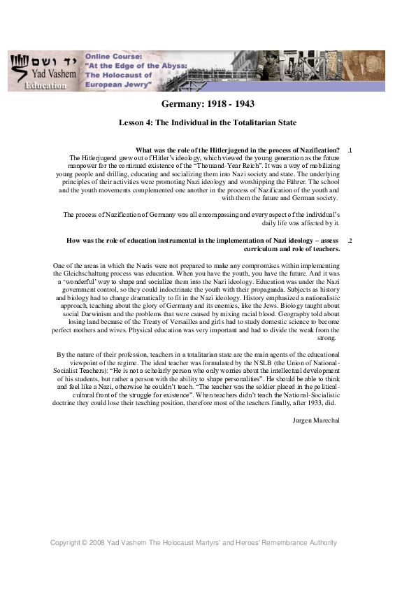 (DOC) The individual in the totalitarian state assignment 4