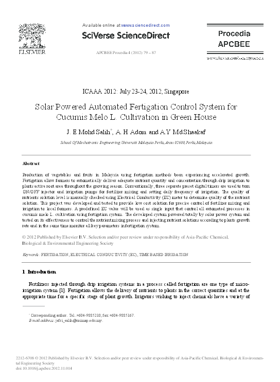 (PDF) Solar Powered Automated Fertigation Control System for Cucumis ...